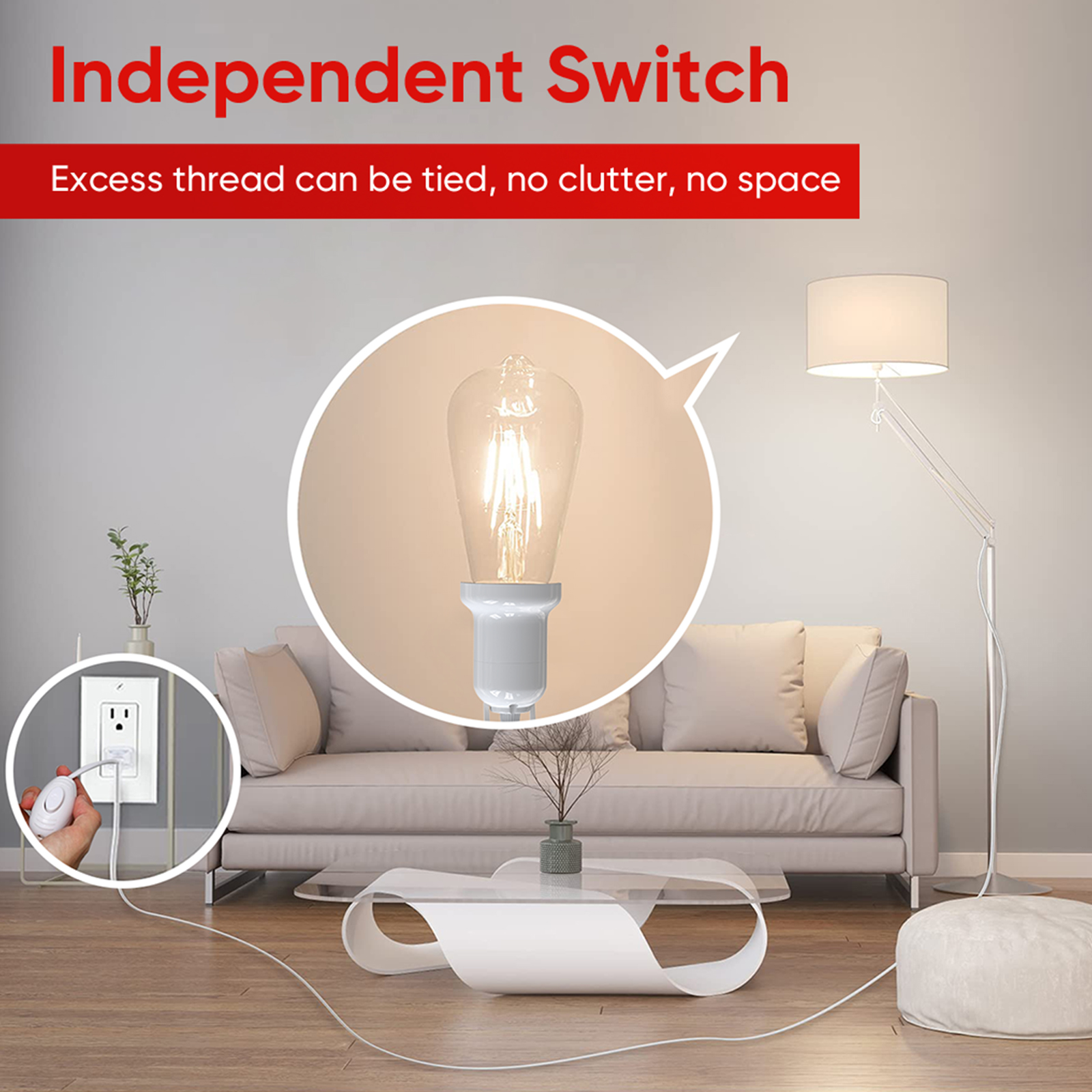 Mitsushi Lamp Bulb Holder With ON/OFF Switch E27 LED Light Bulb ...
