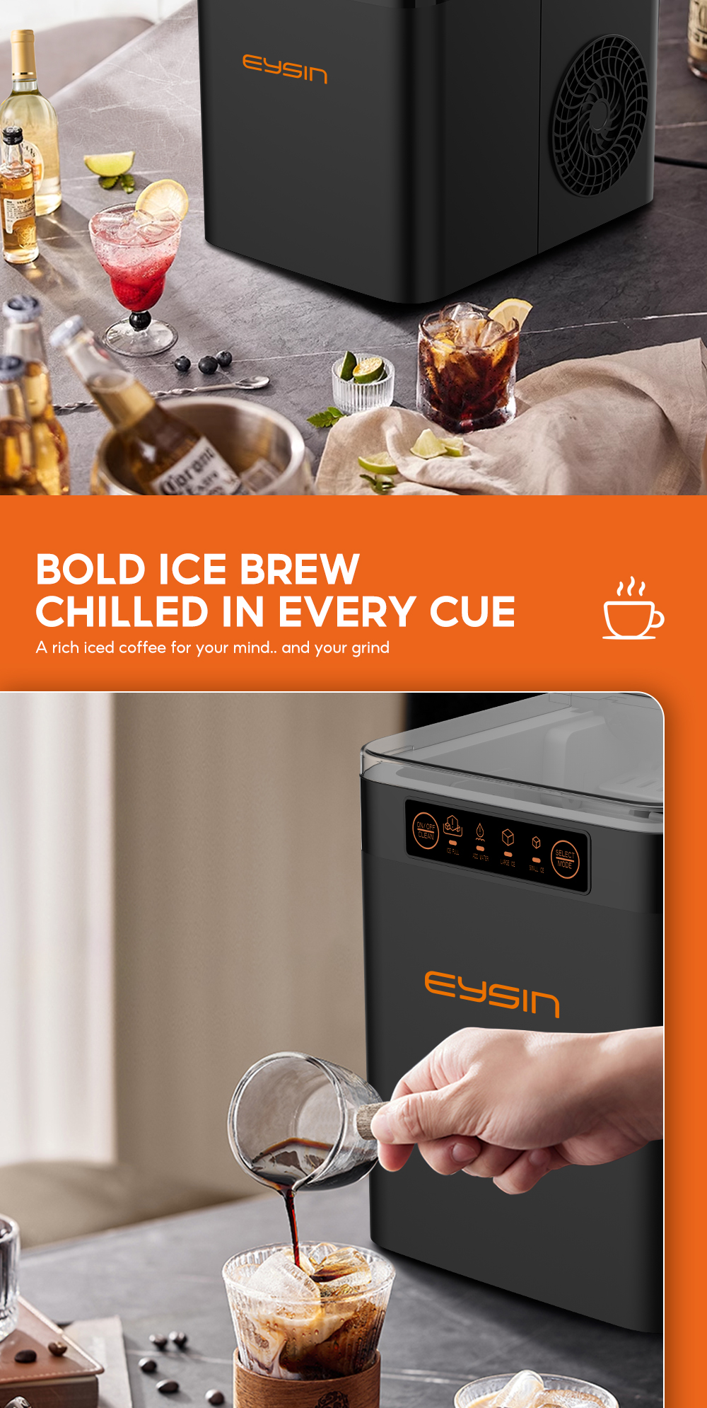 EYSIN IC20 PRO Automatic Ice Maker Machine Fast Cooling Selectable Ice ...