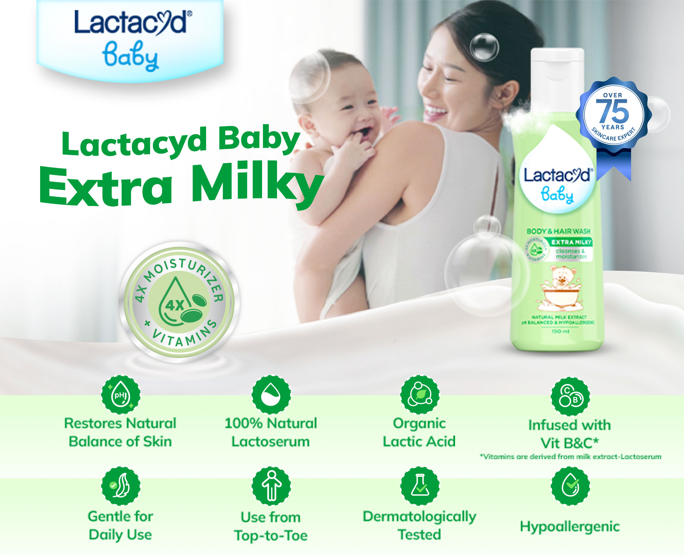 Lactacyd Baby Bundle (Extra Milky Baby Wash 500mL + Active Play Toddler ...