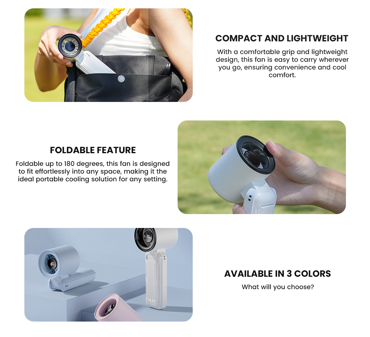 Tylex XM70 Handheld Foldable Turbo Fan 3000mAh 7.2w 3hrs Usage | Shopee ...