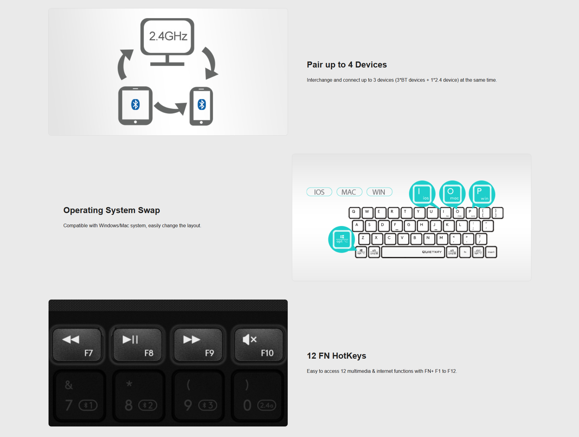 A4Tech FBK22 Quiet Key Bluetooth & 2.4G Mini Wireless Keyboard | Shopee ...