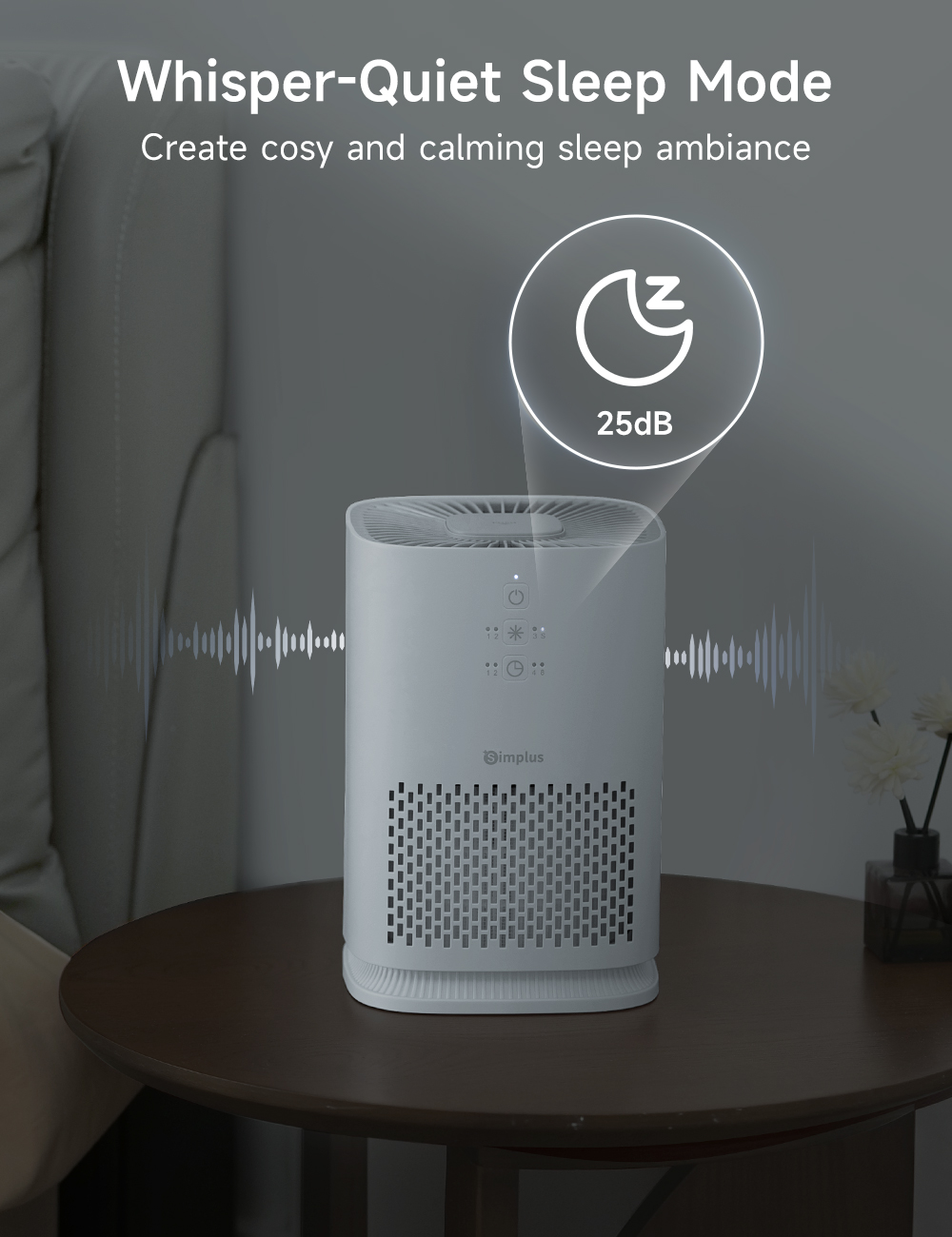 Simplus Air Purifier Mini Compact Desktop Bedroom Use HEPA H11 Filter ...