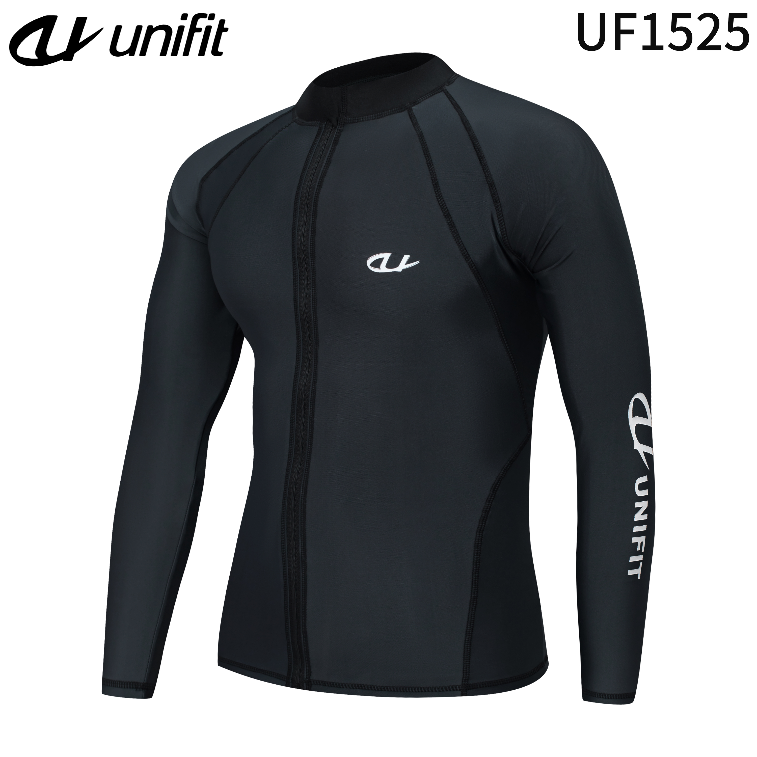 UNIFIT Men's Rash Guard Long Sleeve With Zip Up Swimsuit Swimwear ...