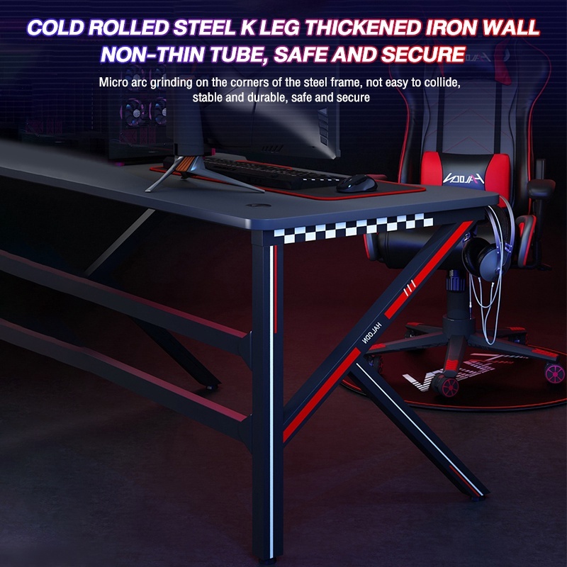 WHITE Gaming Table Thicken Stable Carbon Matte Home Office Table for E ...