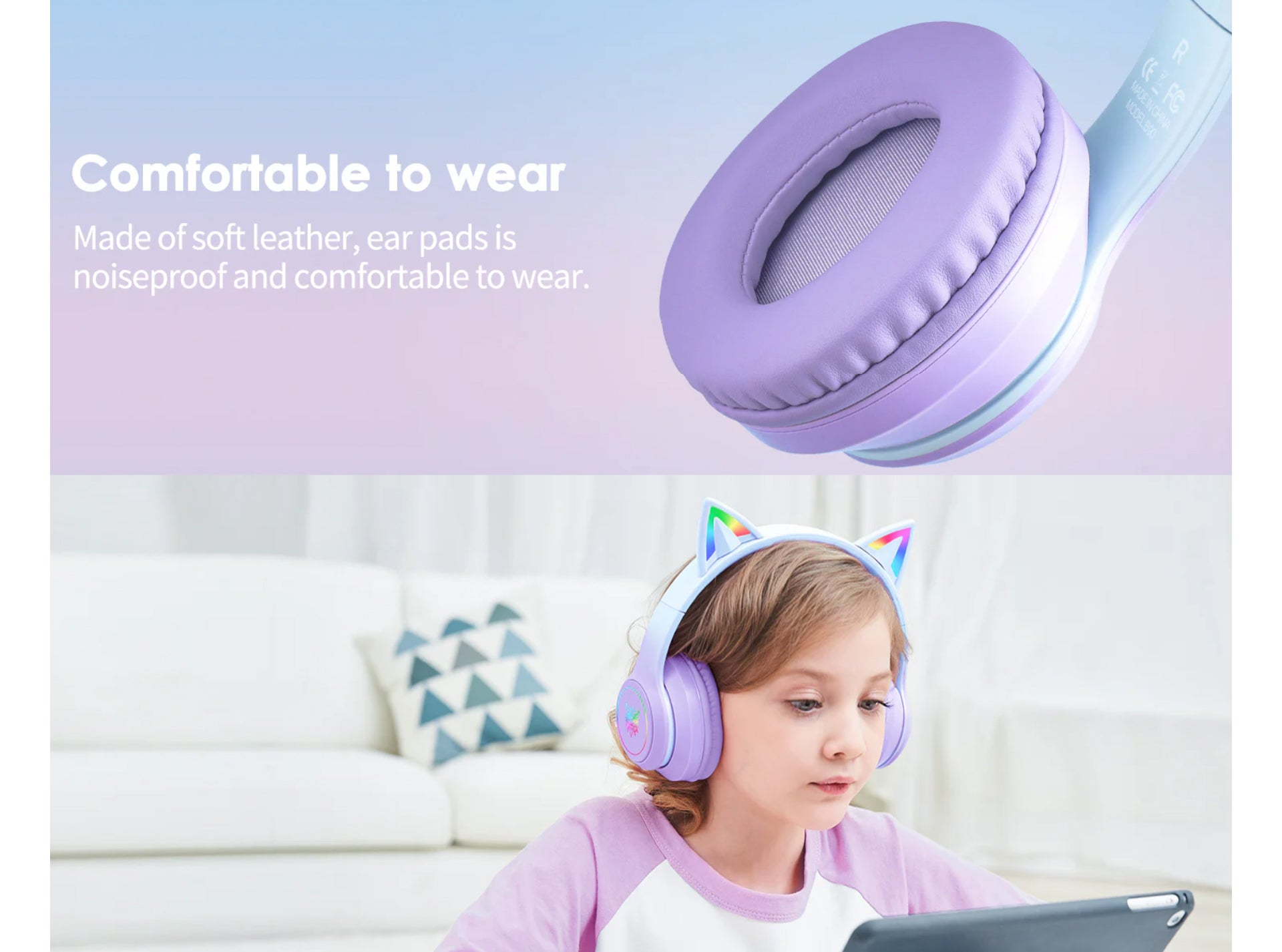 Onikuma B90 RGB Cat Ear Bluetooth 5.0 Wireless Gaming Headset (Gradient ...
