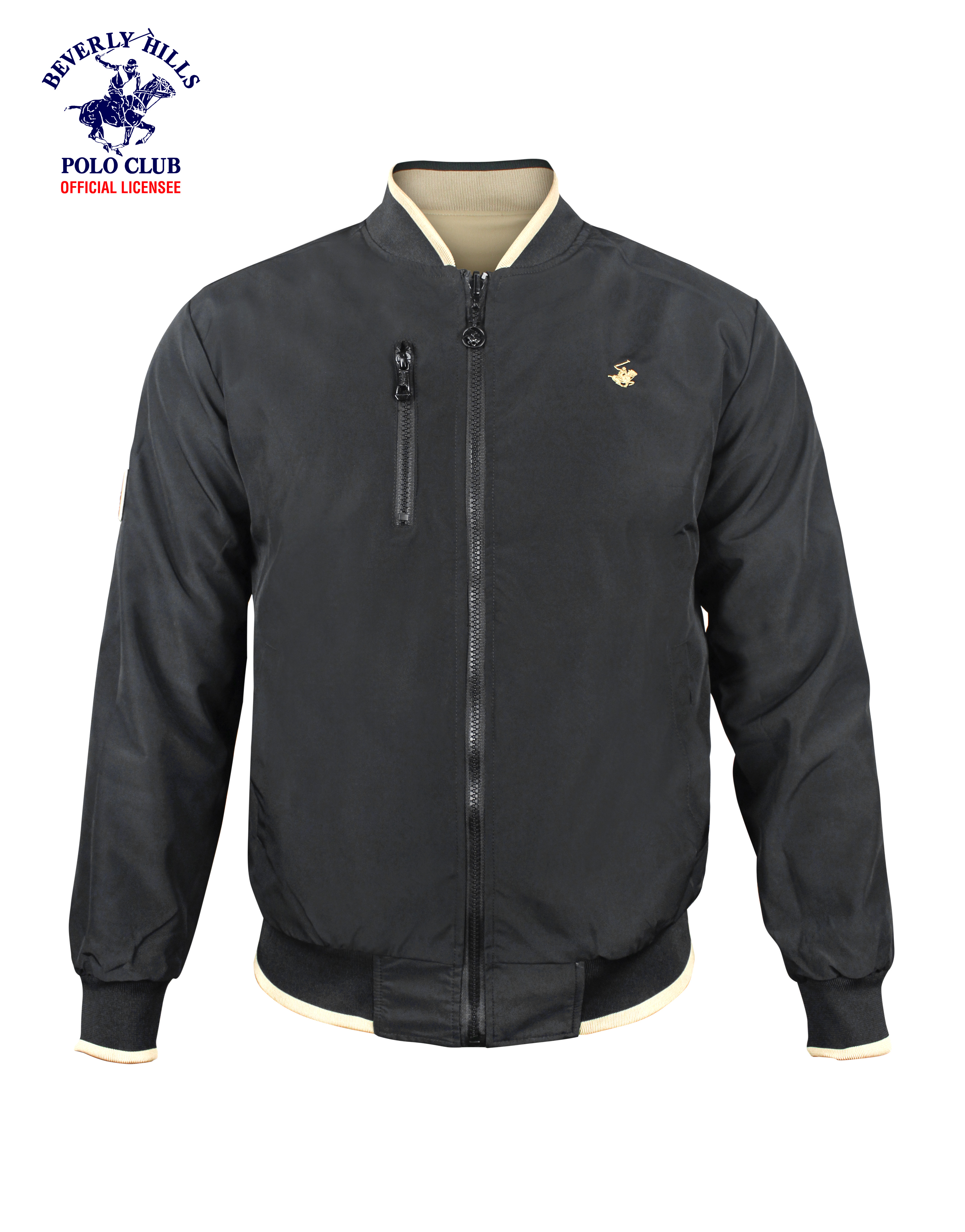 Beverly Hills Polo Club Men's Microfiber Reversible Jacket in Khaki ...