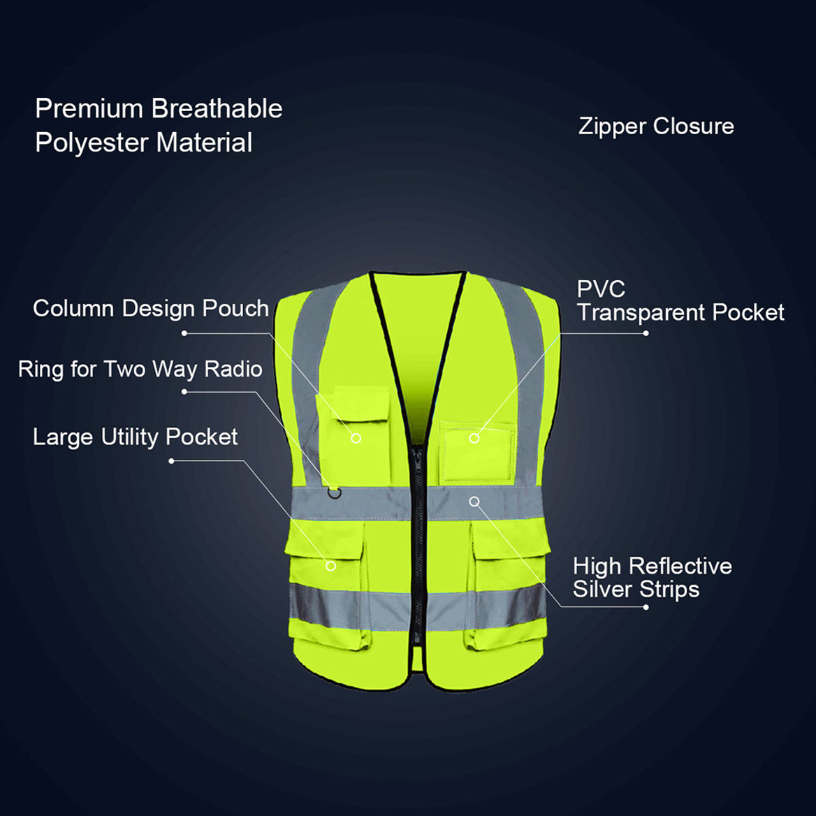 Adult Safety Vest High Visibility Reflective Vest Reflectorized Vest ...