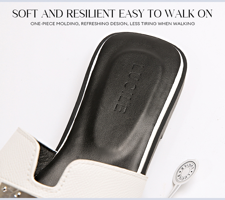 Lucile New High Quality Silver Tone Hardware Flat Sandals Slippers ...