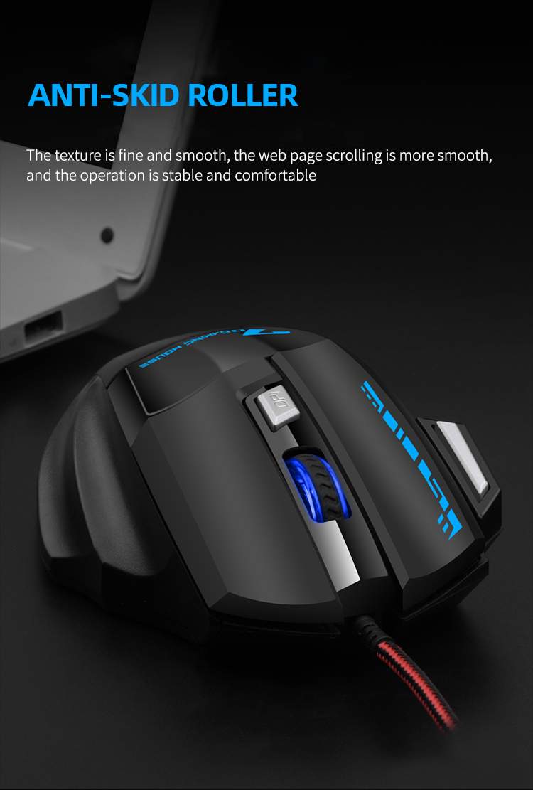 Raiku Wired Gaming Mouse 4 DPI Adjustment LED Optical Mice 7 Buttons ...