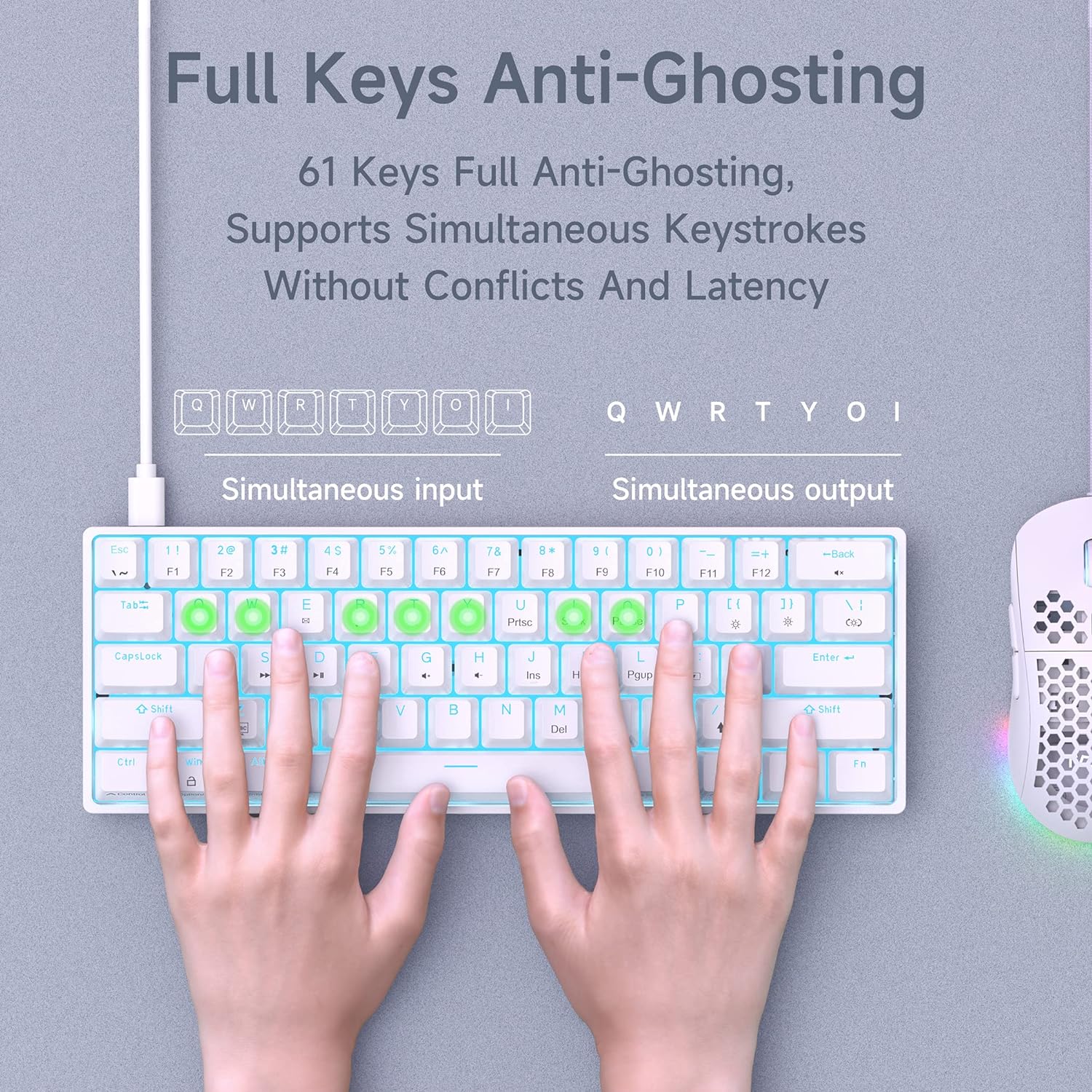 Zeus Z-G61 Wireless Mechanical Keyboard Bluetooth Tri-Mode With Brown ...