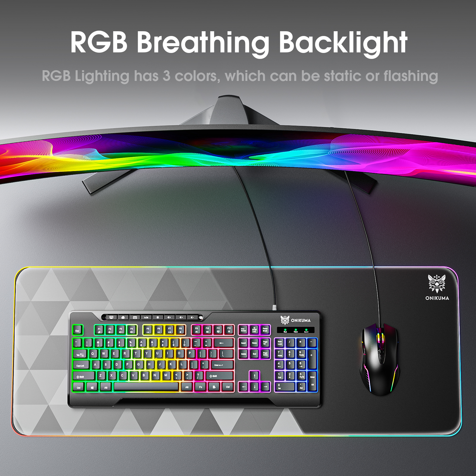 Onikuma G32 Wired RGB Keyboard Gamer Keyboard with Matte Key Caps ...