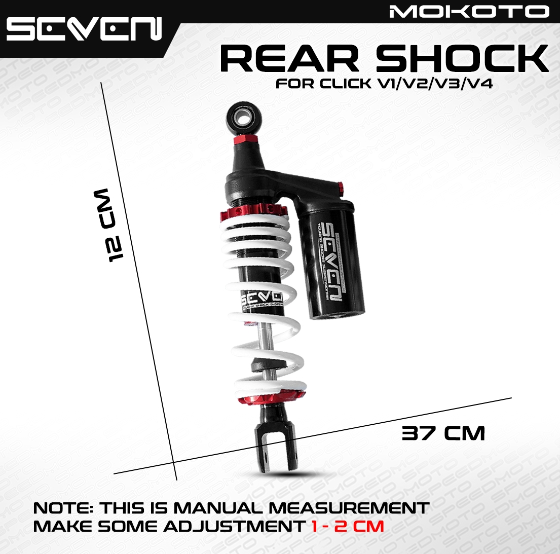 MOKOTO SEVEN SERIES REAR SHOCK ABSORBER FOR HONDA CLICK 330MM HIGH ...