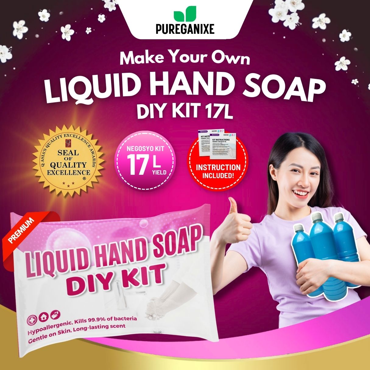 Pureganixe DIY Liquid Hand Soap Kit Hand Wash Liquid Soap with ...