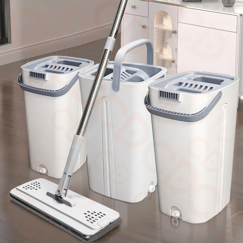 CD Mop for Floor Cleaning Wet and Dry Flat Mop with Dual Chamber Bucket ...