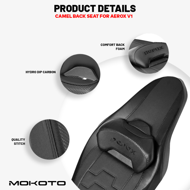 YAMAHA AEROX V1 CAMEL BACK SEAT ASSEMBLY WITH EMBROID LOGO AND CARBON ...