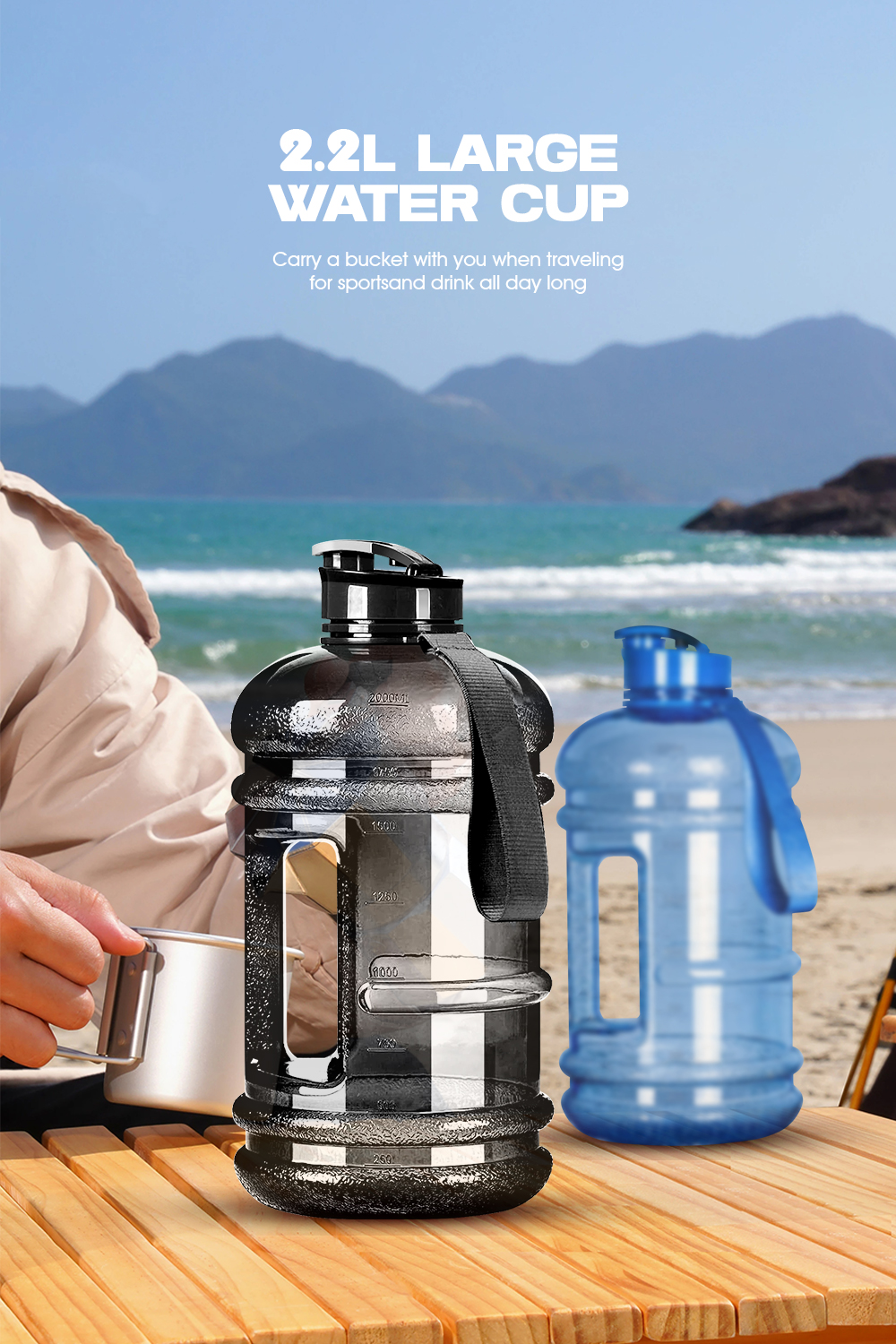 Tumbler 2.2 Liter Water Bottle Large-capacity Half Gallon Gym Sport ...