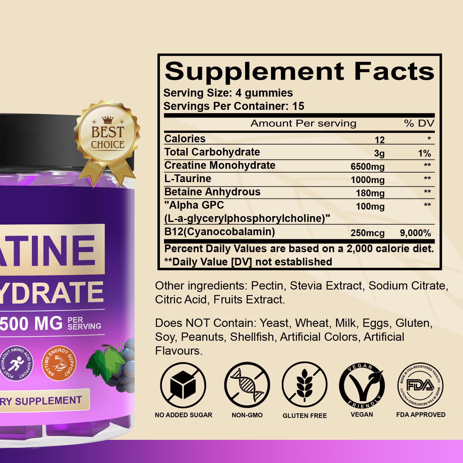 SOFTHER Creatine Monohydrate Gummies Pre Workout Supplement Muscle ...