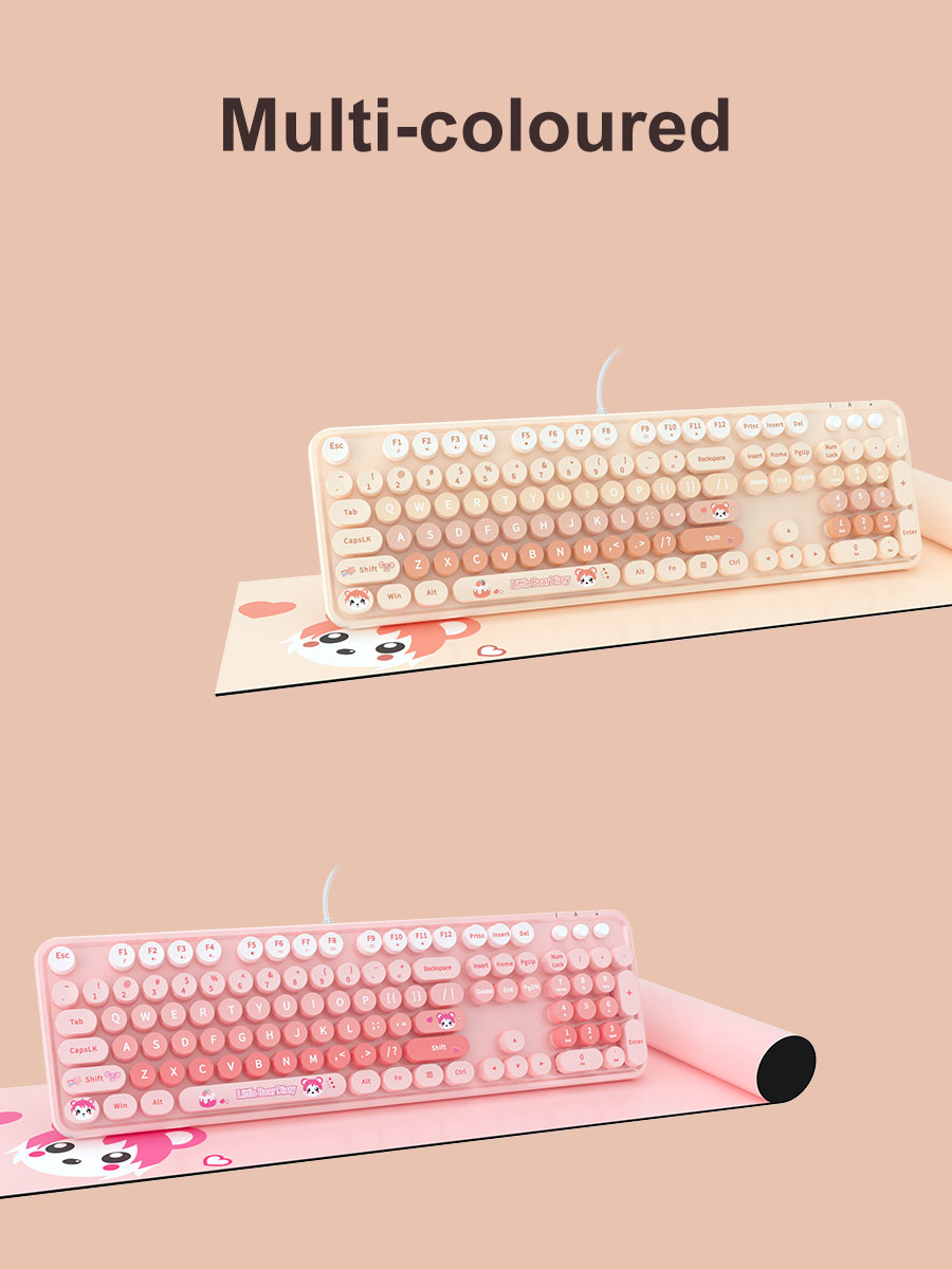 MOFII SWEET LITTLE BEAR DIARY Wired Keyboard for Windows Computer ...