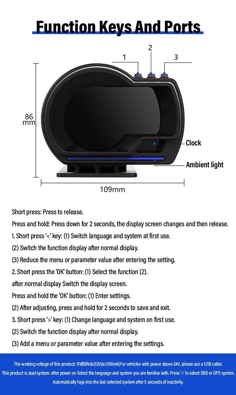 WEITI P6 PRO OBD+GPS Dual System Head Up Display Car HUD Gauge Digital ...