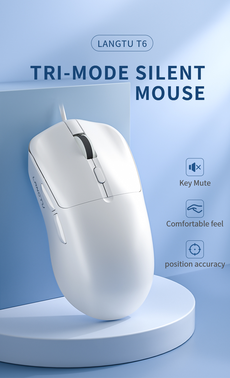 LANGTU T6 2.4G Bluetooth Wired Tri-Mode Wireless Mouse 66g lightweight ...