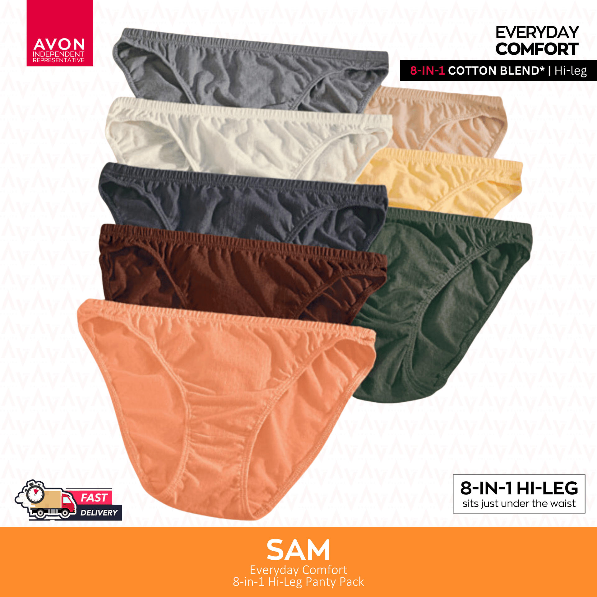 Avon Sam 8in1 Hi-leg Everyday Comfort Panty Pack (Luz, Chai, Wyn, Trix ...