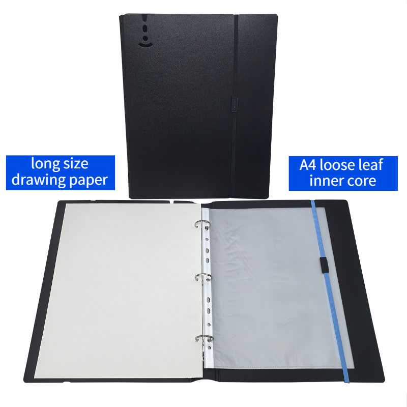 Long Ring Binder Folder 3 Holes Round Binder Notebook File Folder ...
