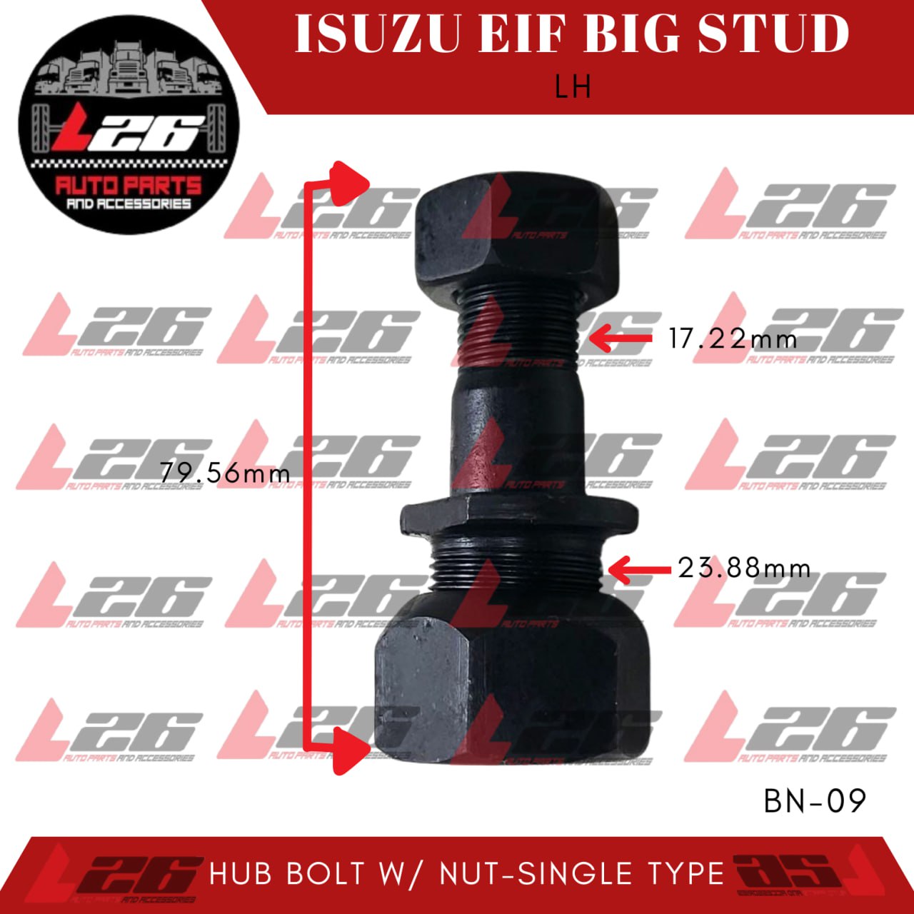 Isuzu Elf HUB BOLT WITH NUT Big Stud SINGLE TYRE RH/LH BN-09 | Shopee ...