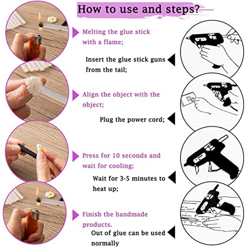 100pcs Hot Melt Adhesive Glue Sticks Translucent Small GlueStick Rod ...