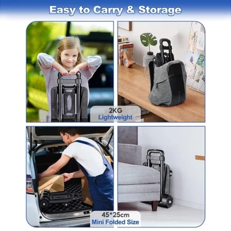 【SJ】Folding Hand Truck Heavy Duty Trolley 4 Wheels Rotate Portable Fold ...