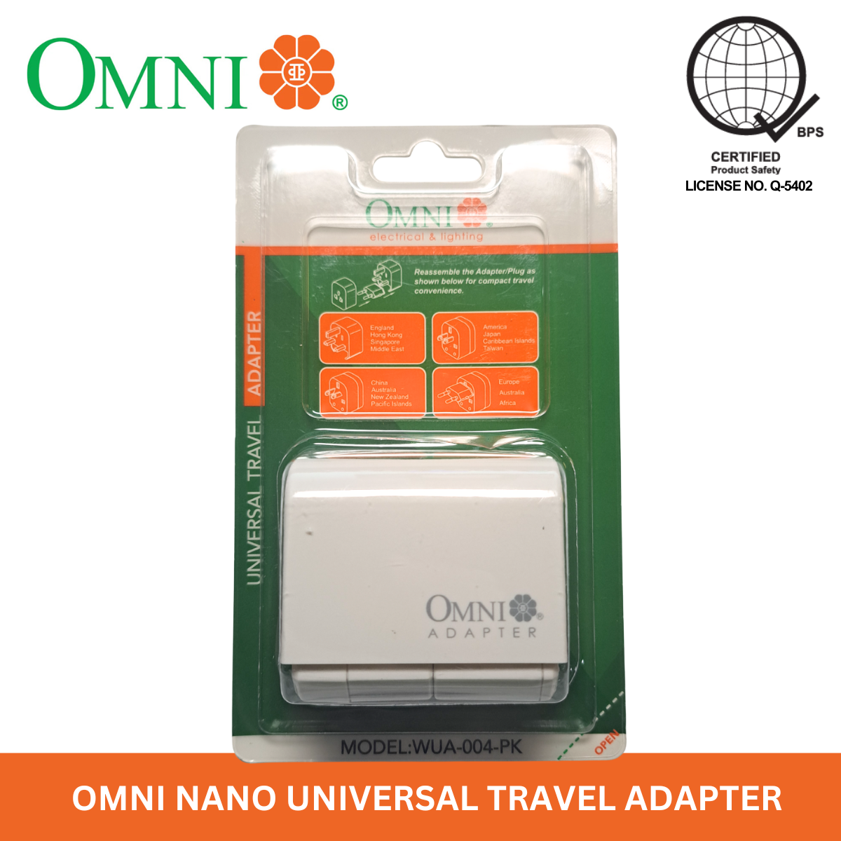 OMNI Nano Universal Travel Adapter EU/UK/US/AU WUA-004-PK | Shopee ...