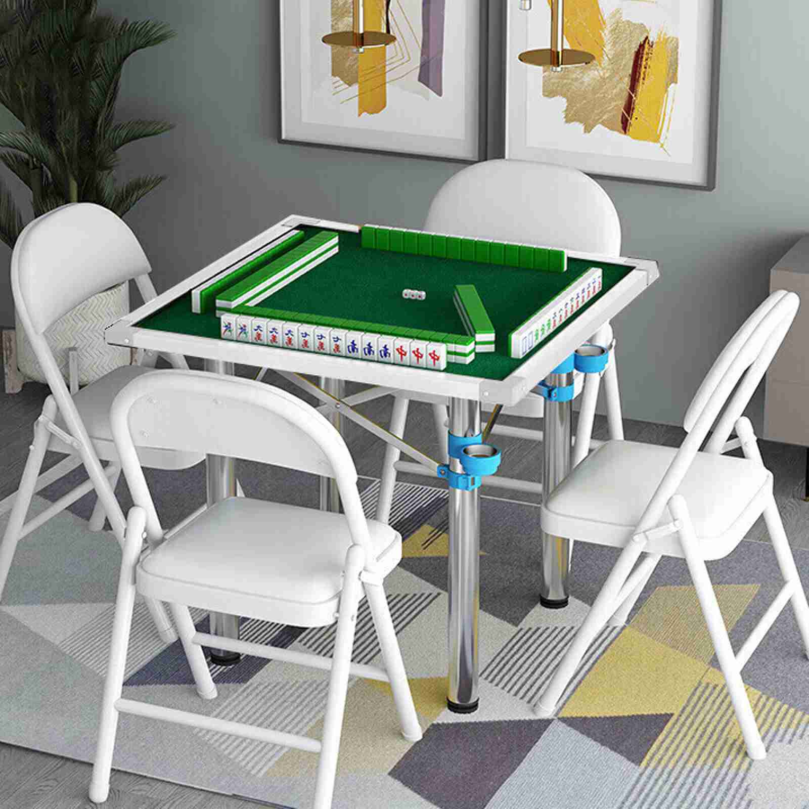 Foldable simple mahjong table chess table card table dining table ...