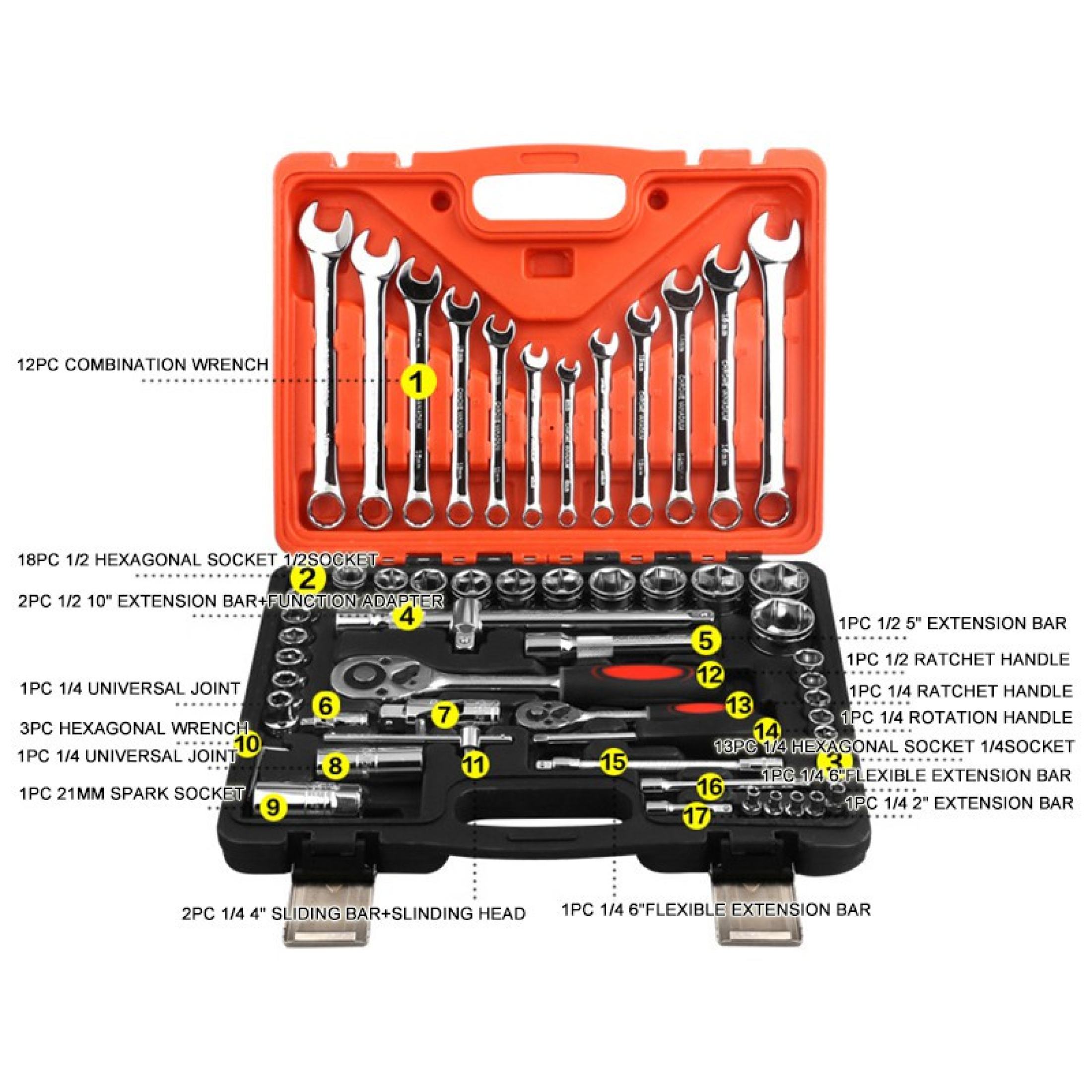 82PCS Auto Repairing Tools Car Torque Tool Box Motorcycle Auto Repair ...