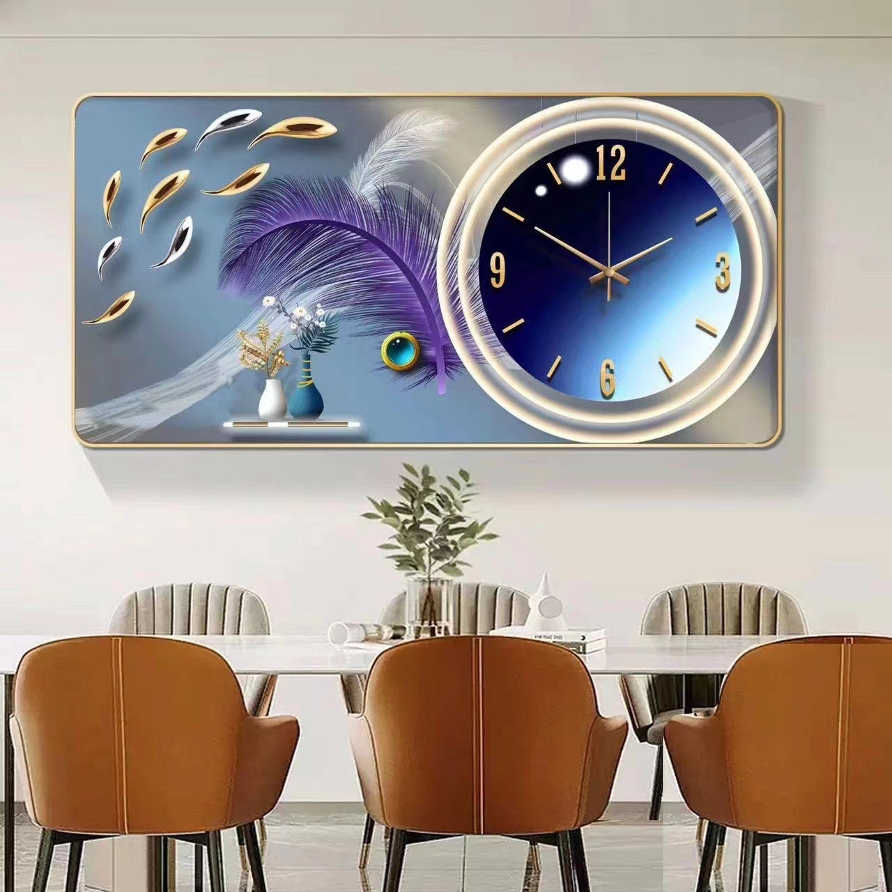 Home decors Large clocks mural with frames living room 3d wall clock ...