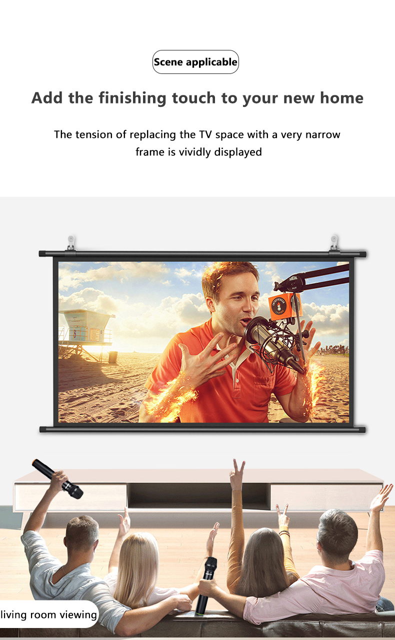 glass fibre white screen for projector pull down roll up projector ...