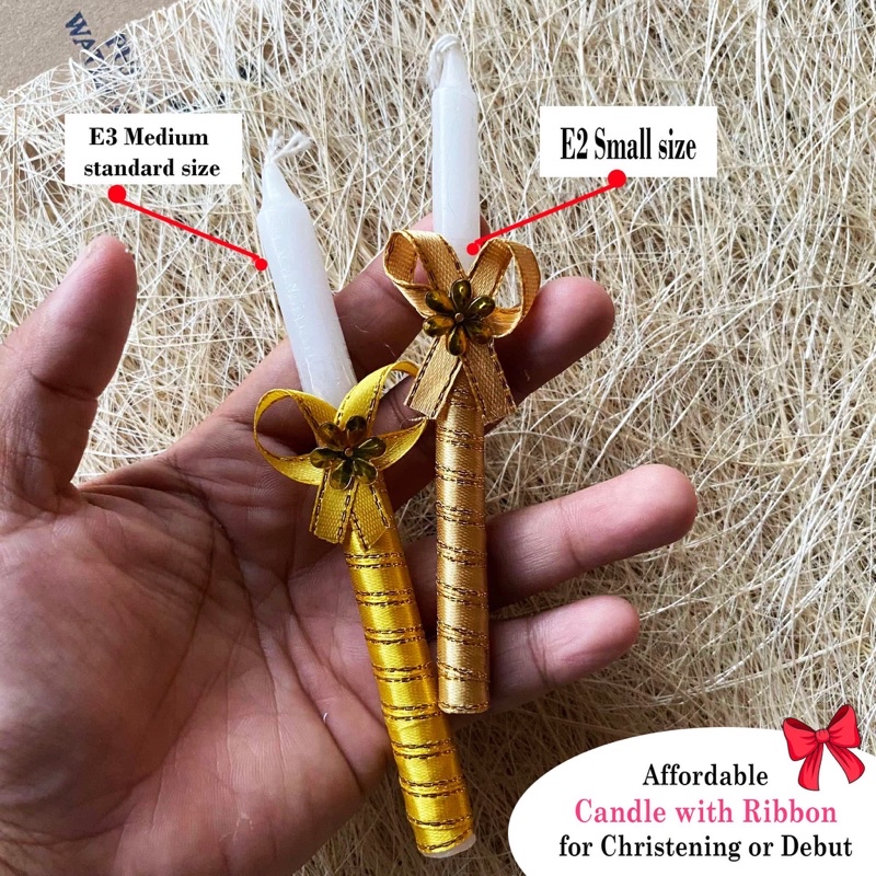 Simple Candle for Christening or Debut with Ribbon lining (per/pc ...