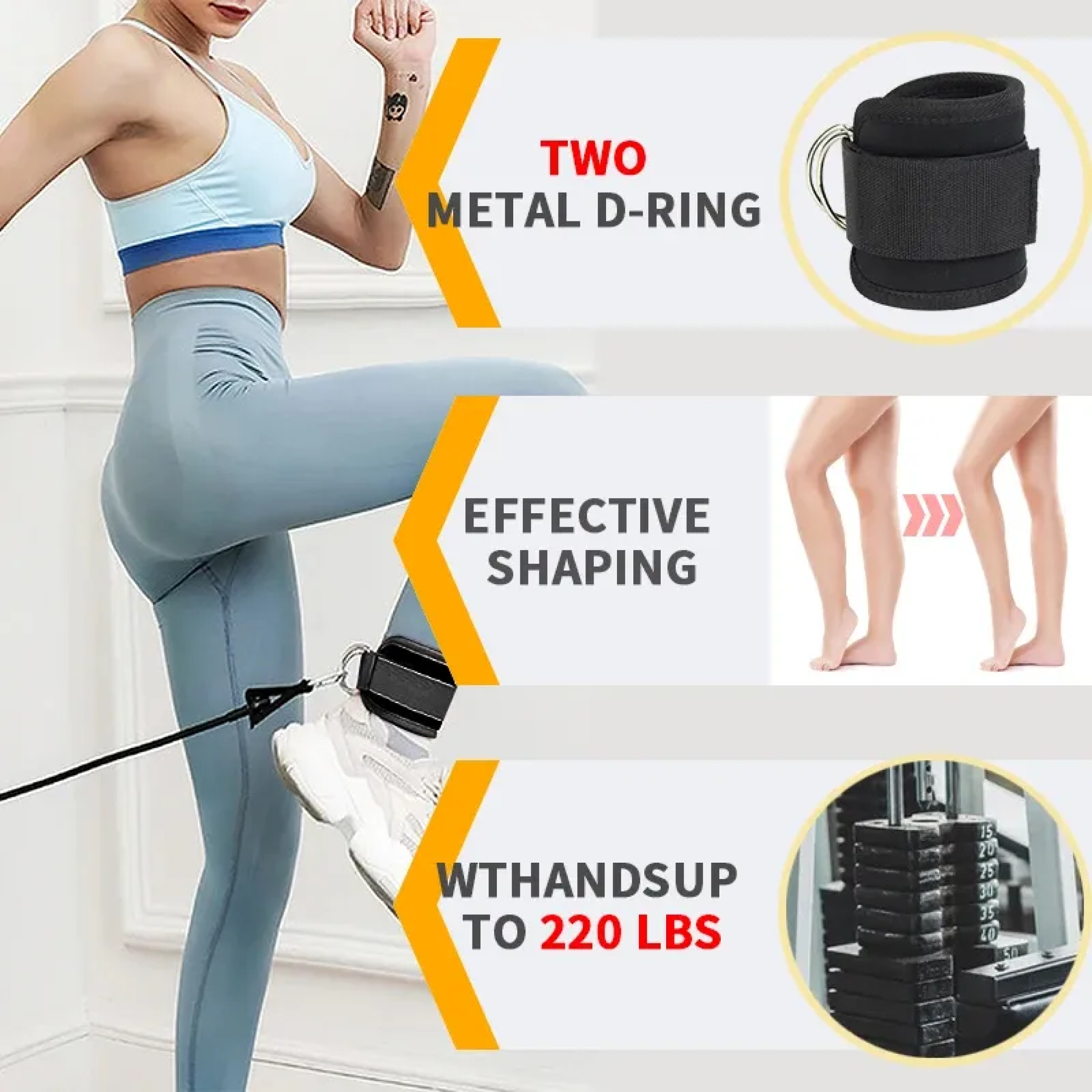 Fitness Ankle Straps Padded Double D-ring Ring Ankle Buckle Leg Bind ...