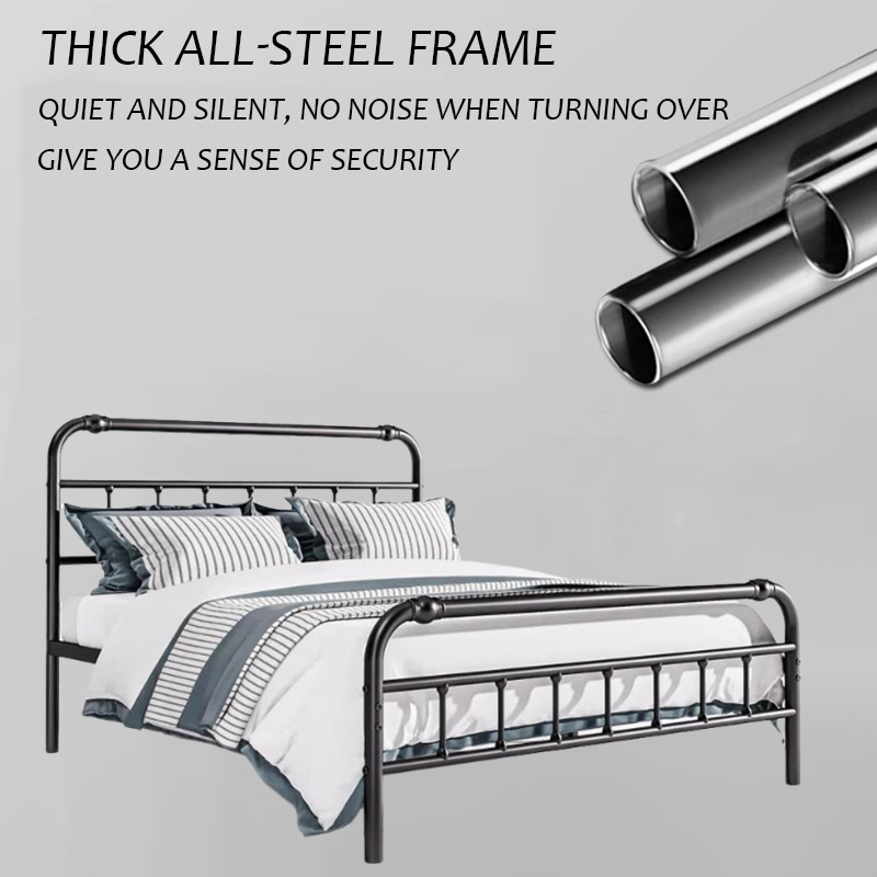 Iron Bed Frame Metal Bed Assemble Twin Bed High Load-Bearing Bed Frame ...