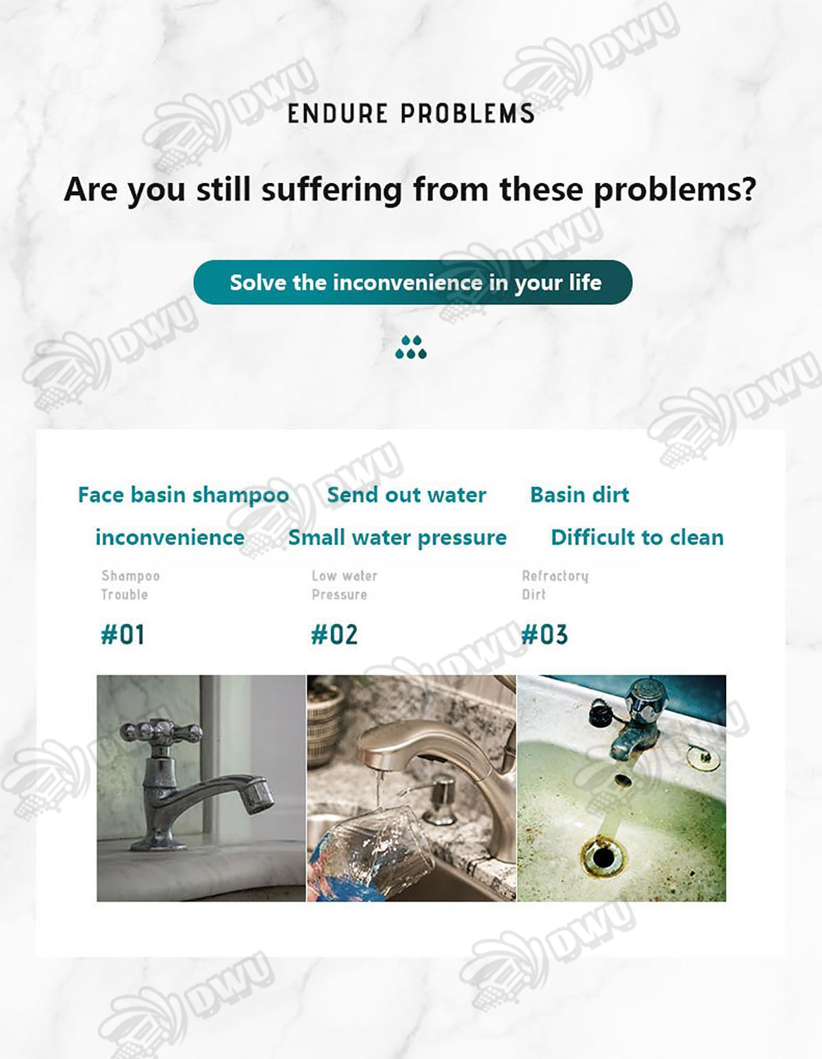 Faucet Water Divider Wash Set 3 in 1 Washbasin Multi-function Water ...