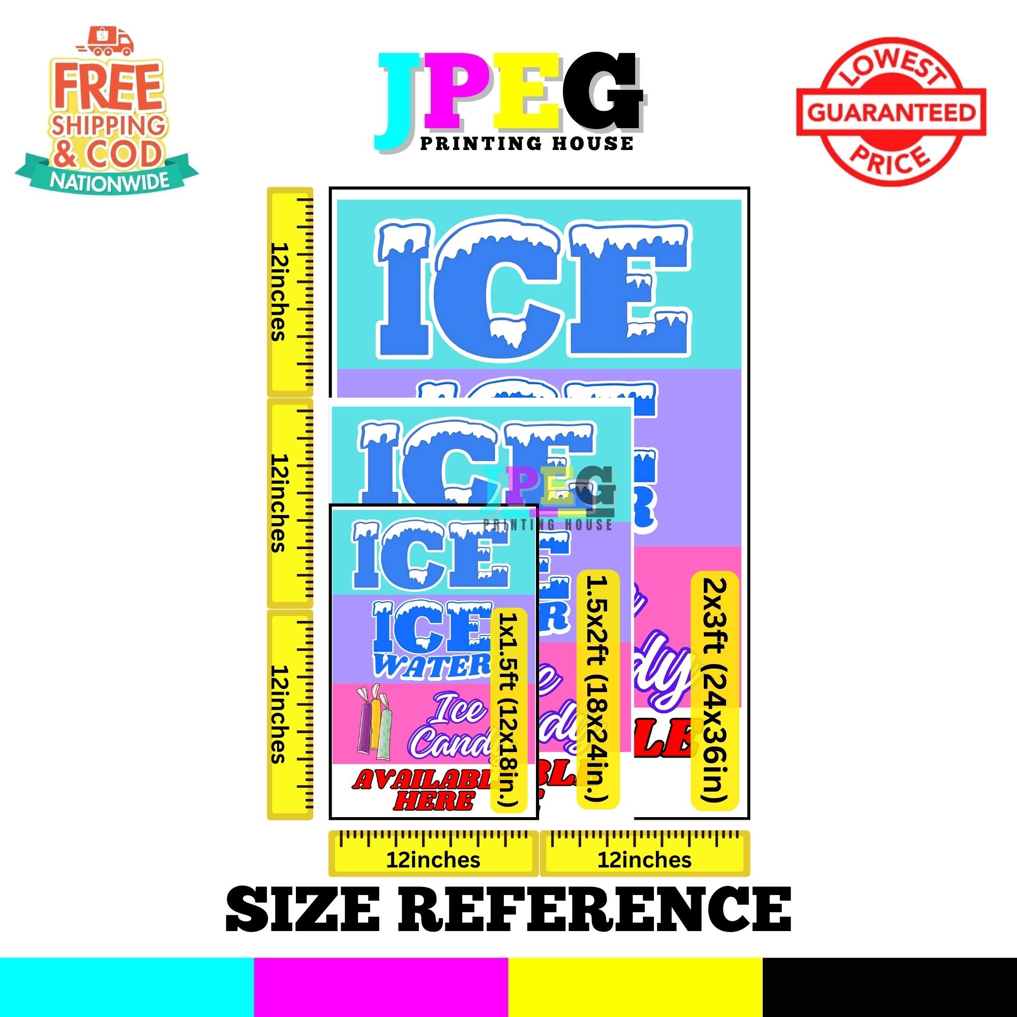 ICE, ICE WATER, ICE CANDY (TRIO1) Signage Tarpaulin Laminate High ...
