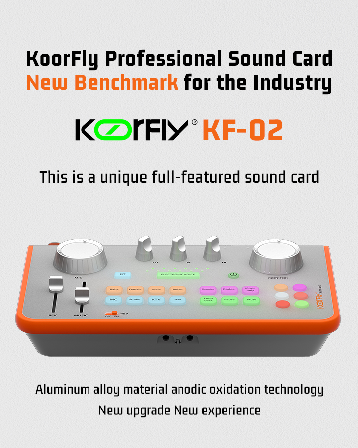 Koorfly Podcast Equipment Bundle KF02 Live Sound Card Audio Mixer Vocal ...