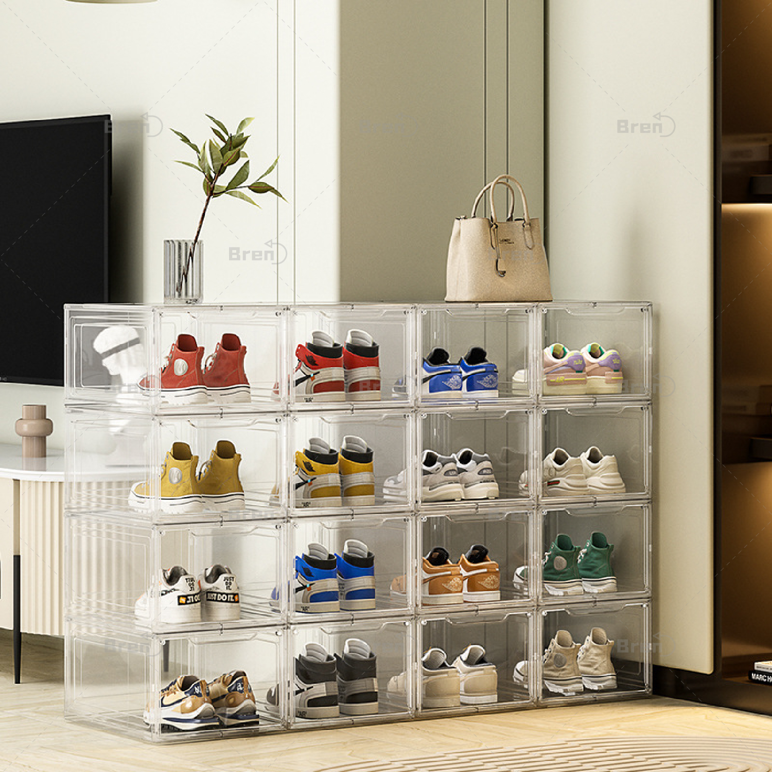 【In stock】Acrylic shoe box Magnetic side drop shoe boxStackable Large ...
