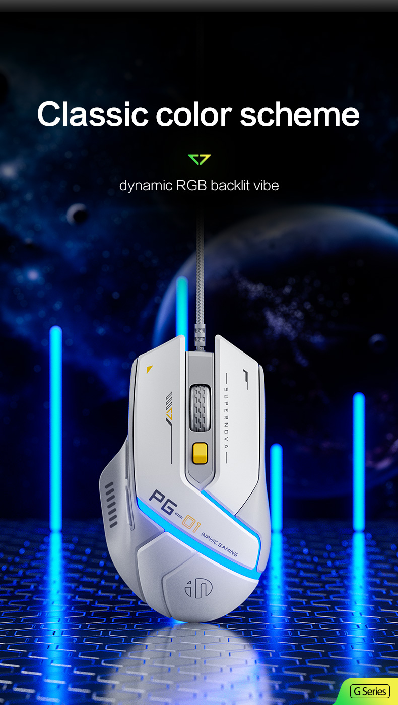 Inphic PG1 Gaming Wired Mouse 12800dpi 1000Hz Hardware Macro ...