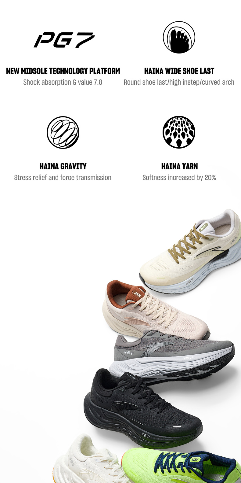 ANTA Men PG7 Travel 2E Running Shoes Rebound Gym Jogging Fitness Sport ...