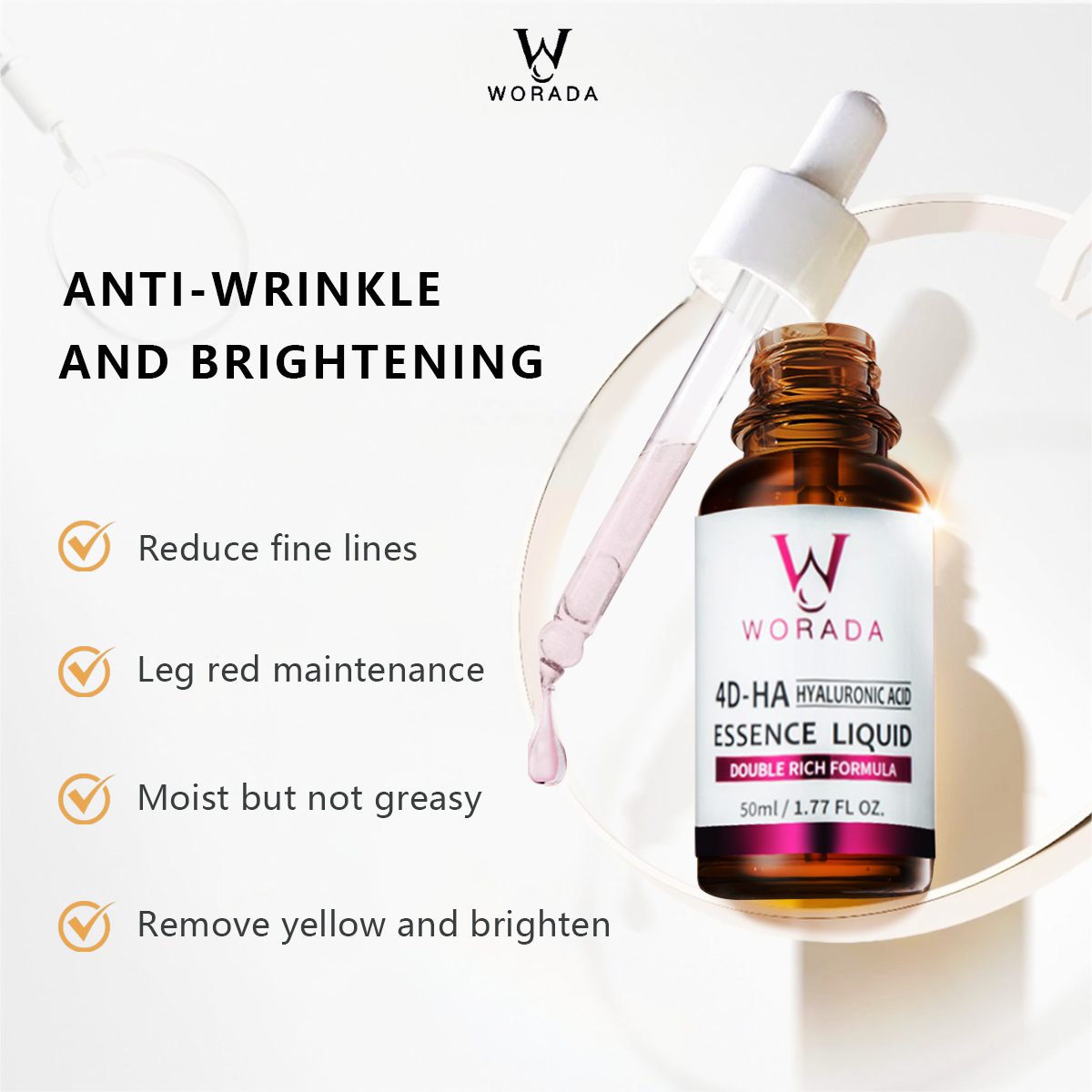 WORADA hyaluronic acid niacinamide whitening essence + VC whitening ...