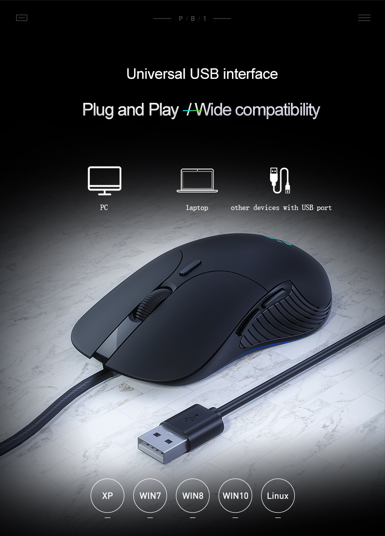 Inphic B1 Wired Gaming Mouse 6 Buttons Programmable RGB Light ...
