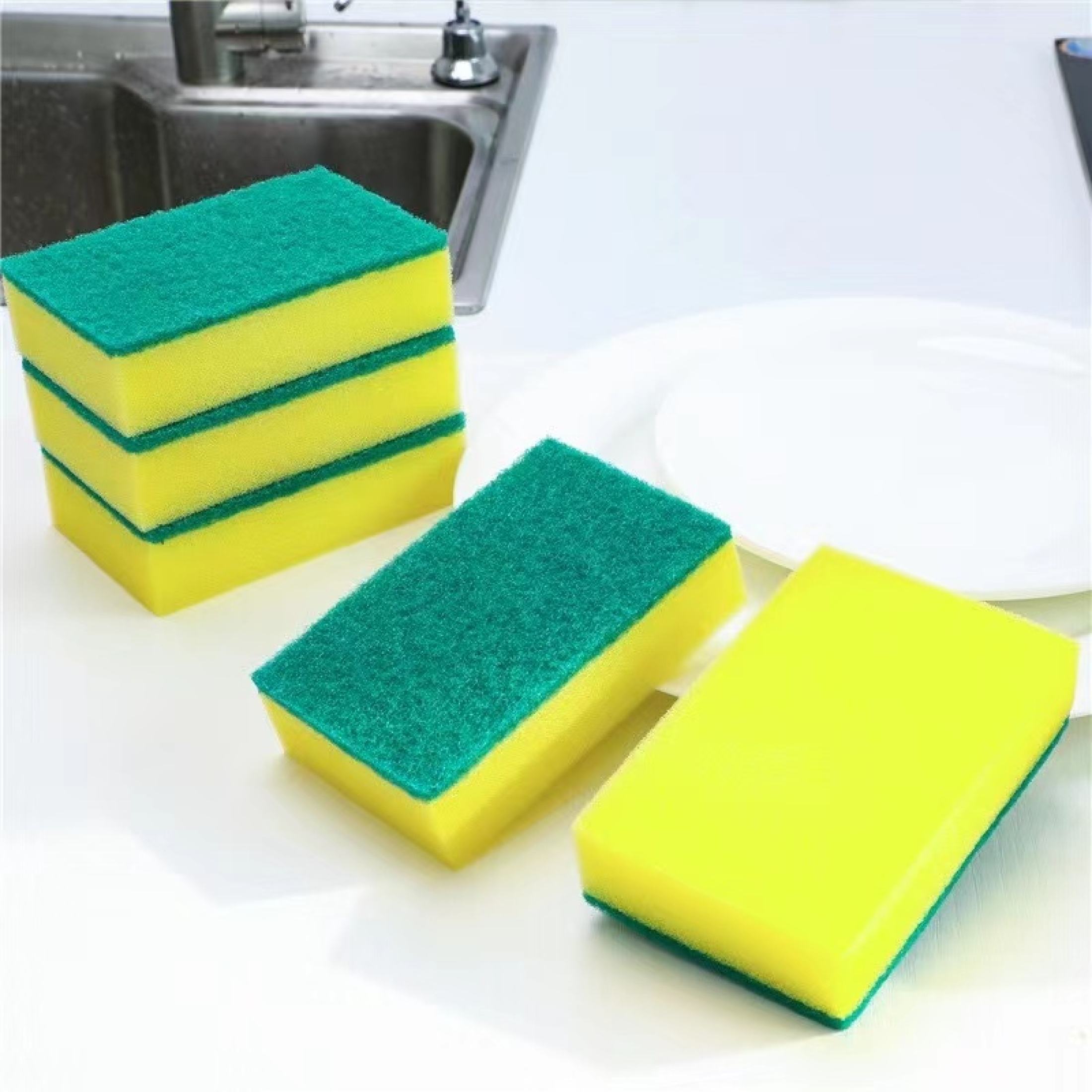 5PCS Dishwashing Sponge Multifunctional Magic Wipe Household Kitchen ...