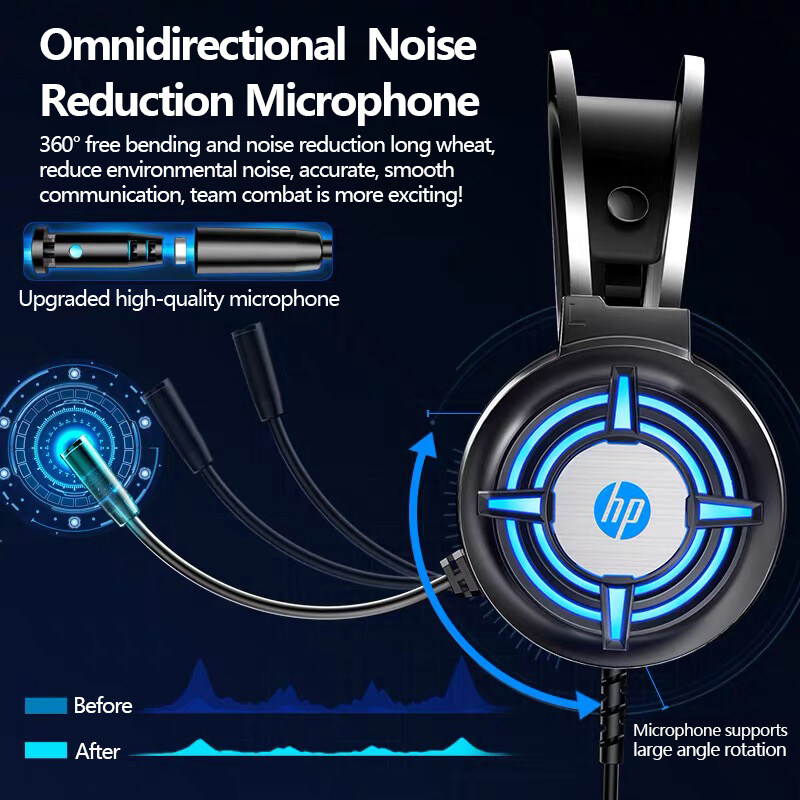 HP H120 Gaming Headset Heavy Bass Light PC headset with omnidirectional ...