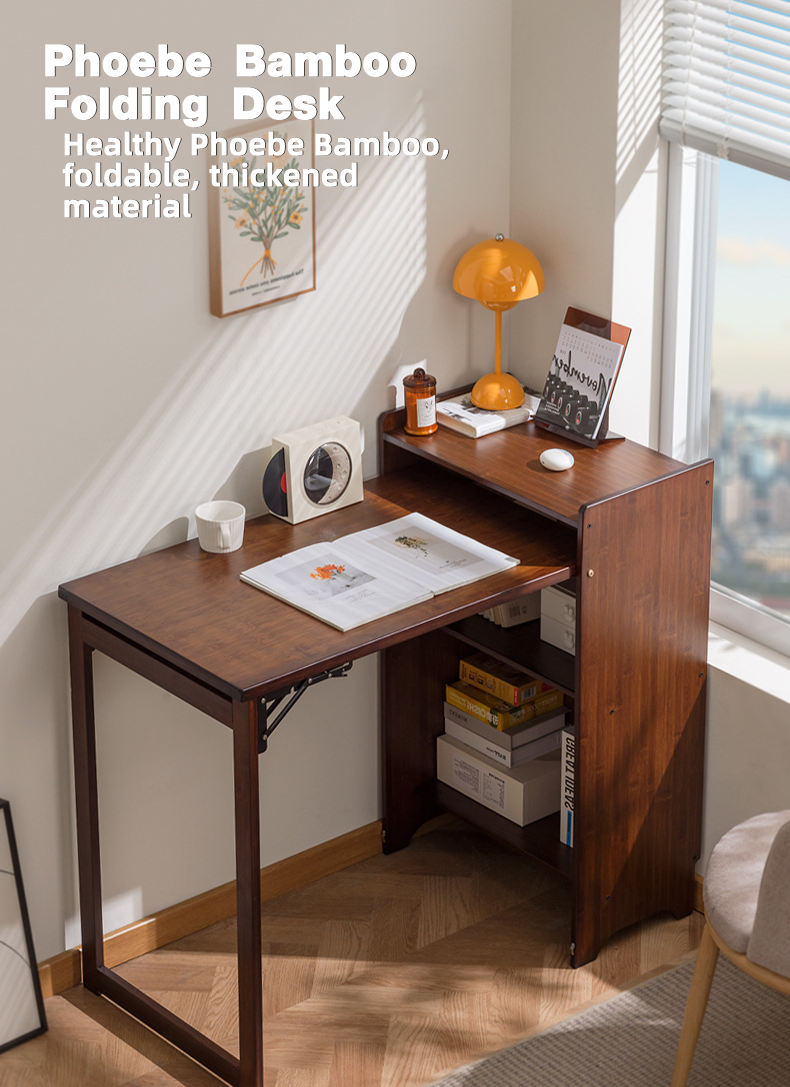 [Foldable] Bamboo Computer Table Study Desk Home Office Desktop Working ...