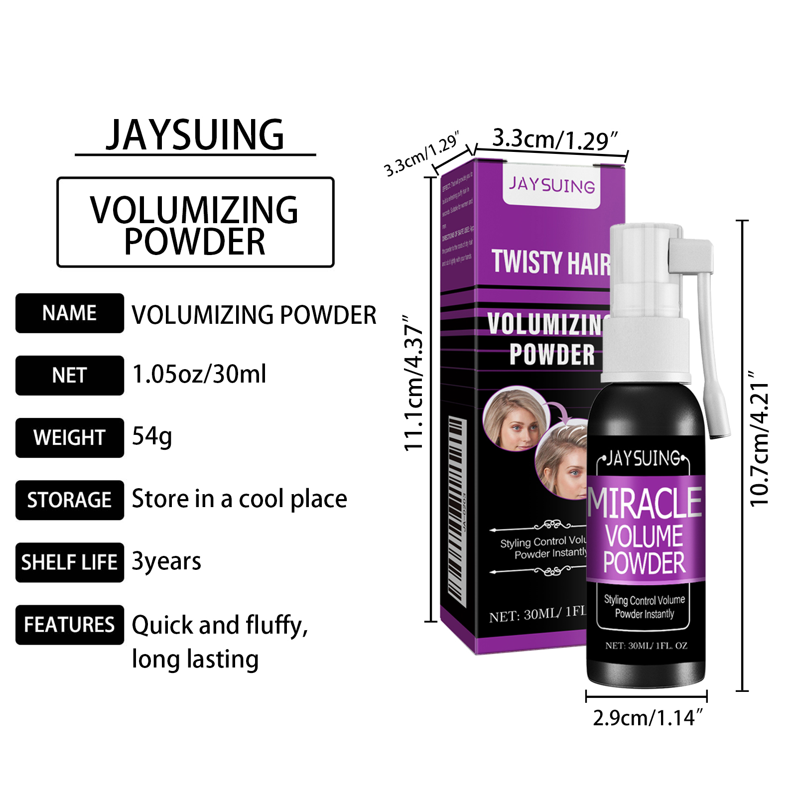 Jaysuing Miracle Volume Powder Spray 30ml Hair Fluffy Spray Oil-Free ...