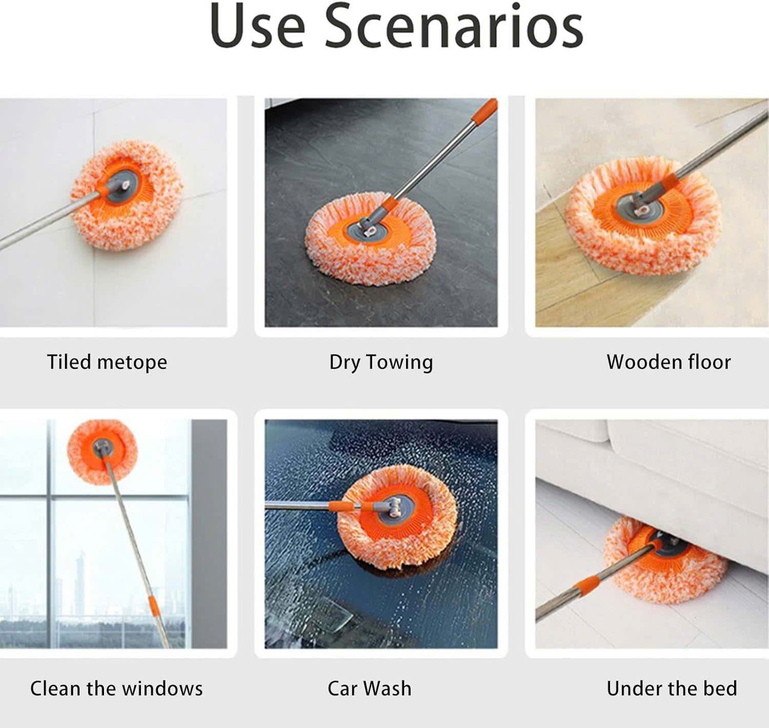 Round Mop Handheld Mop 360 Degree Rotating Mop Head Household Floor ...